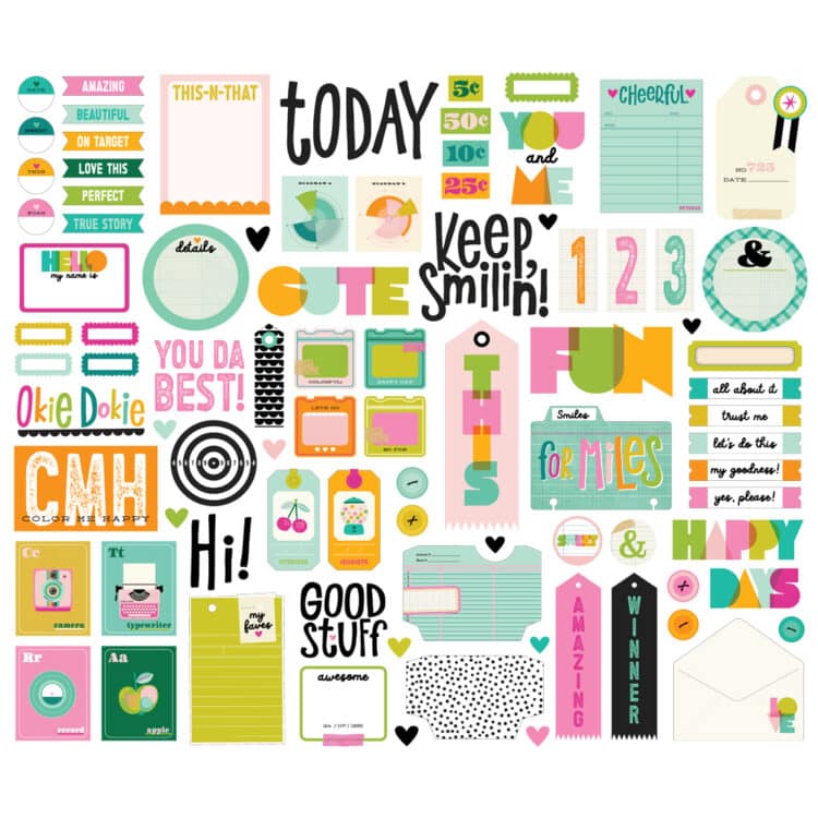 SIMPLE STORIES - Collezione Color Me Happy - Journal Bits & Pieces - Il ...
