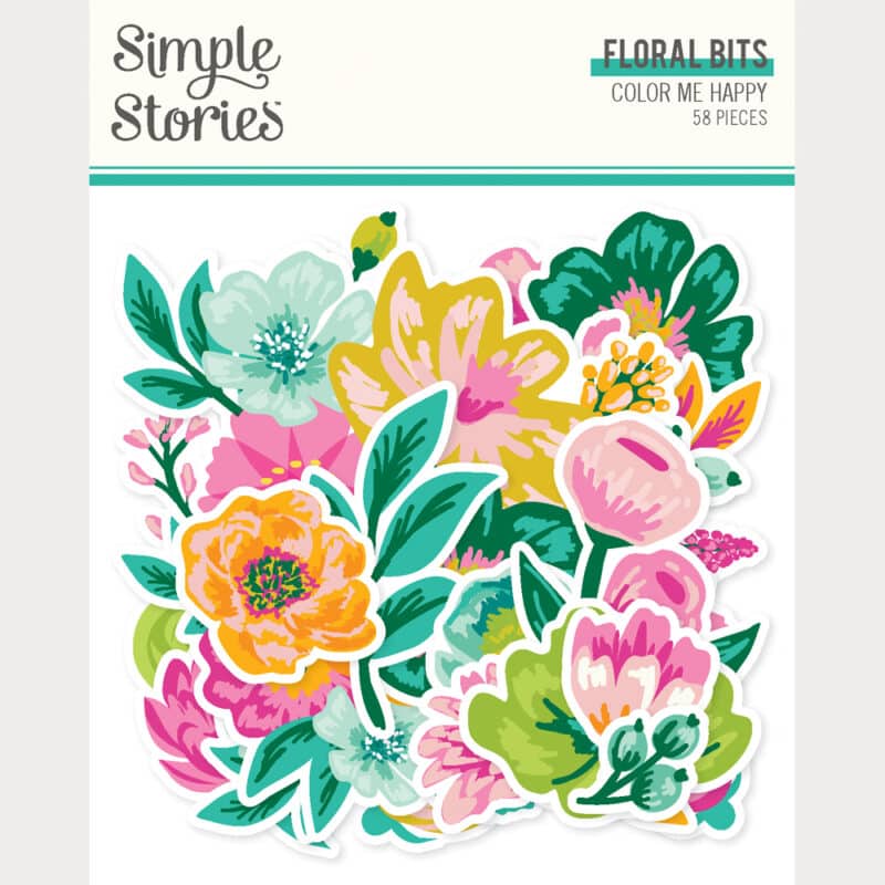 SIMPLE STORIES - Collezione Color Me Happy - Floral Bits & Pieces - Il ...