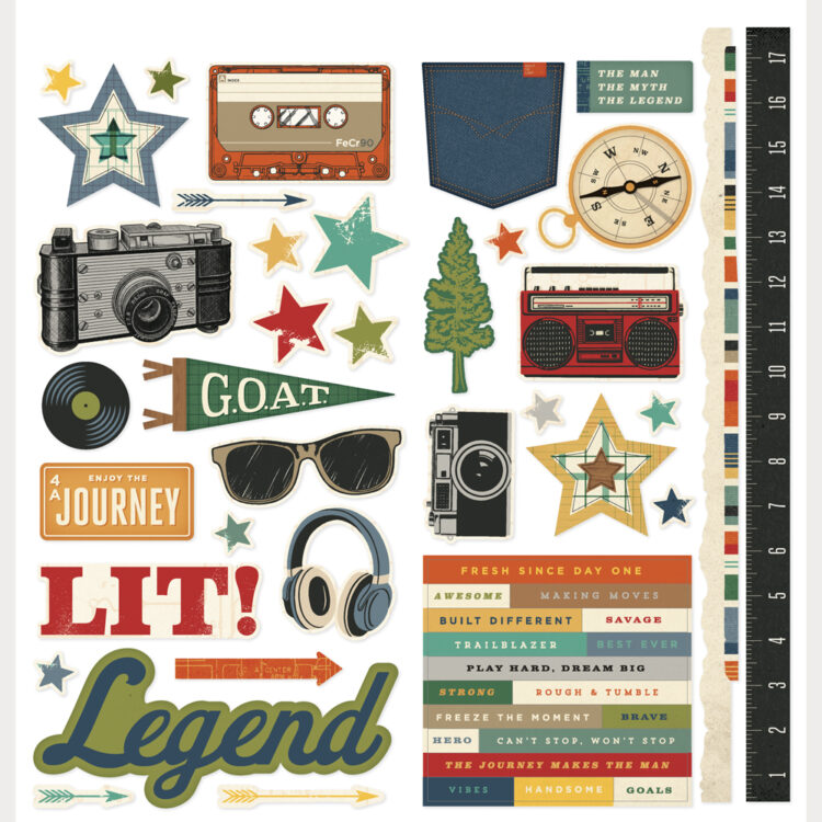SIMPLE STORIES - Collezione Rustic Legend - Cardstock Stickers Icons ...