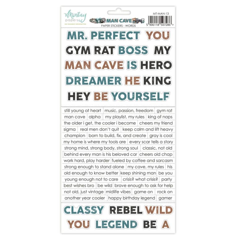 Mintay - 6 x 12 Paper Stickers - Man Cave - Words - Il Negozio della ...